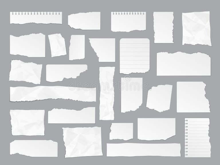 White Torn Paper Note Rips, Sheet Page Scraps Stock Vector ...