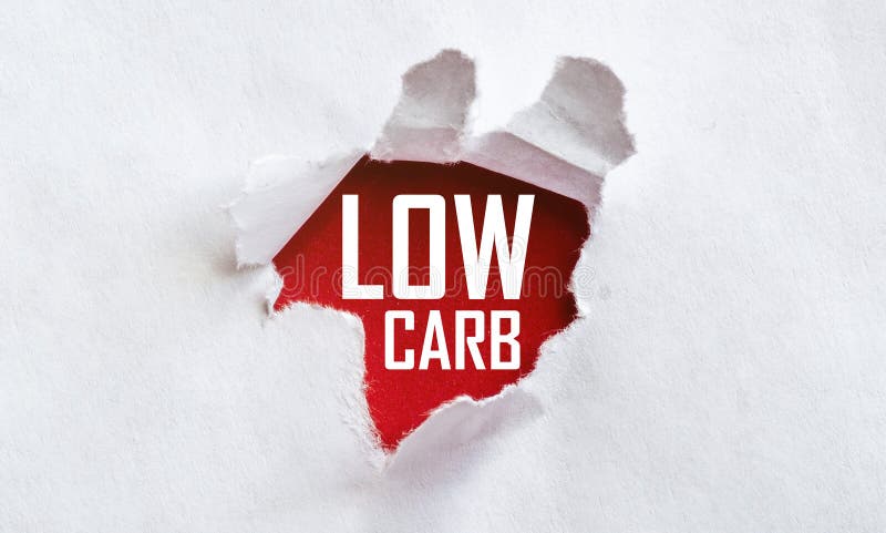 White Torn Paper with Text Low Carb on Red Background Stock Photo ...