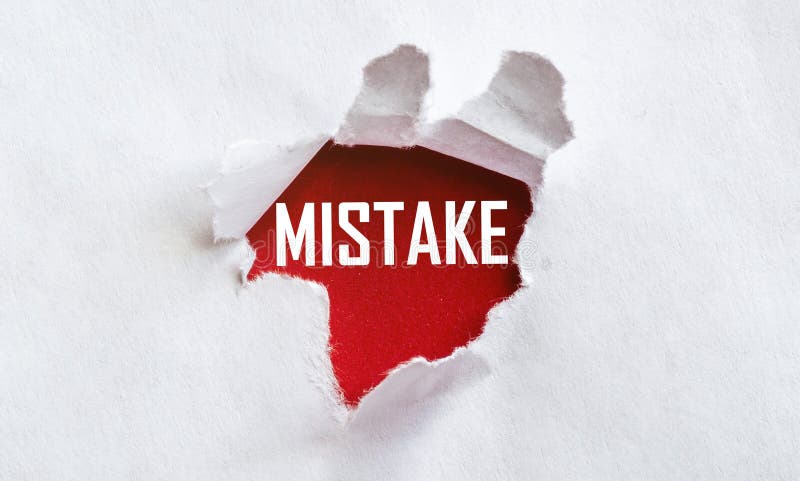 White Torn Paper with Text MISTAKE on Red Background Stock Photo ...