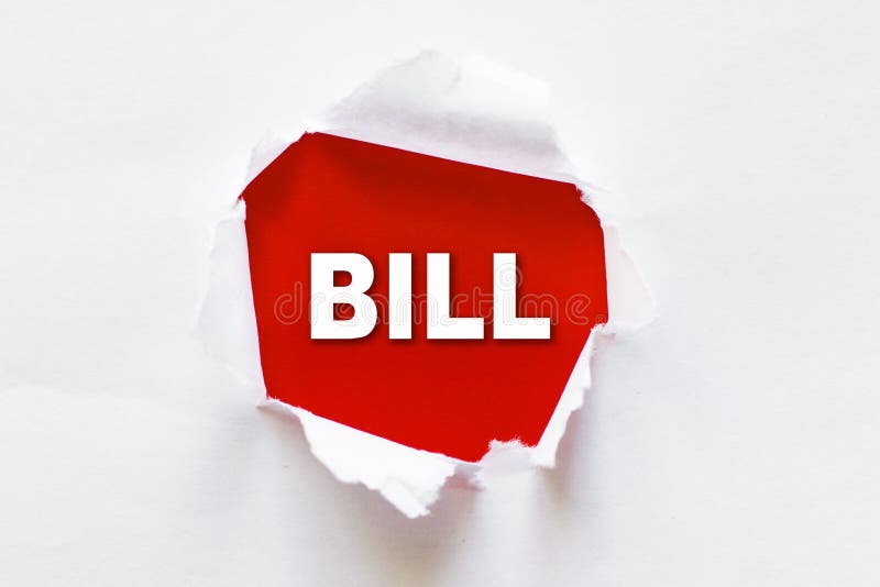 White Torn Paper with a Word Bill Stock Photo - Image of service ...