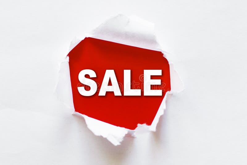 White Torn Paper with a Word Sale Stock Image - Image of shopping, text ...