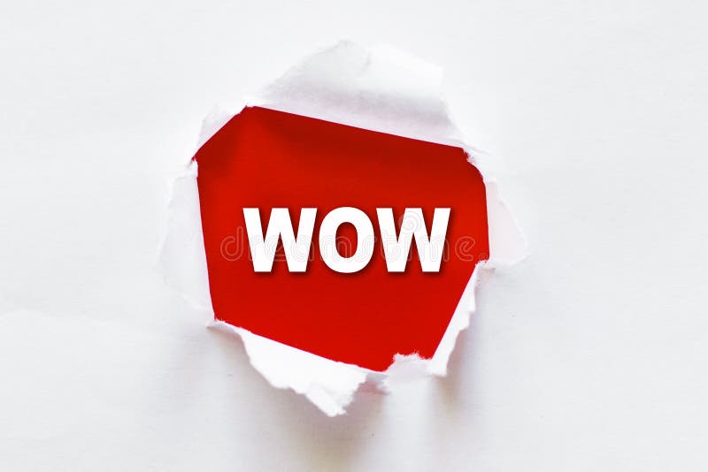White Torn Paper with a Word - WOW Stock Photo - Image of design ...