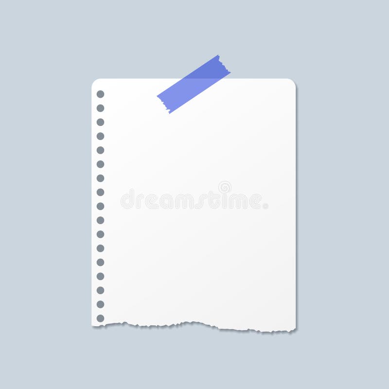 White Torn Sheet of Paper in Flat Style. Empty Paper Note Vector ...