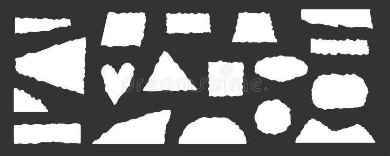 White Torned Paper Elements with Pattern. Modern Stickers for Collage ...