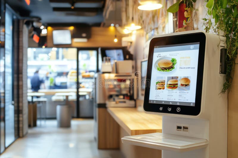 White Touchscreen Food Order Kiosk Mockup Eatery Stock Photos - Free ...