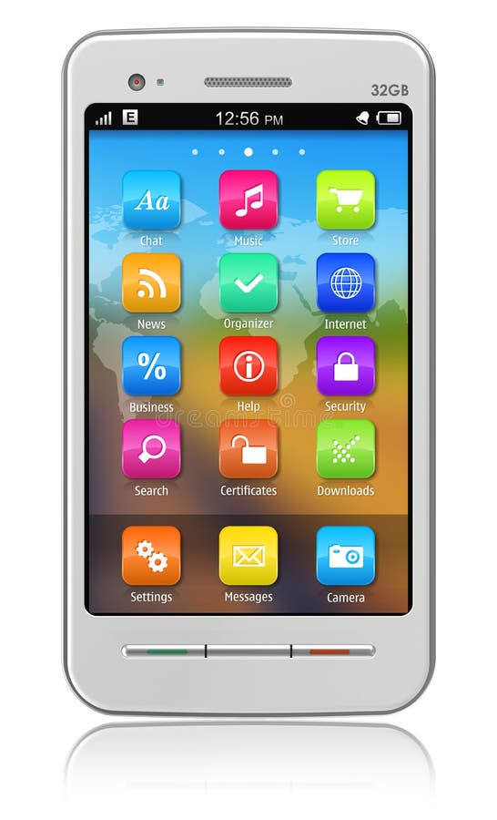 White Touchscreen Smartphone Stock Illustration - Illustration of ...