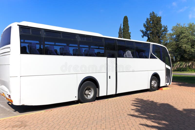 White Tour Bus stock image. Image of israel, business - 25594613