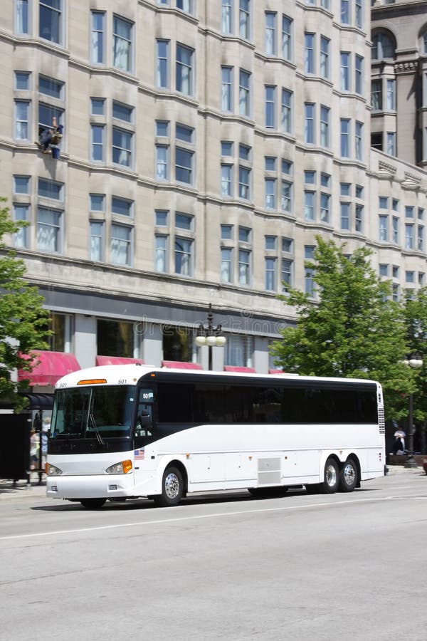 White Tour Bus stock photo. Image of mass, hotel, drive - 10177874