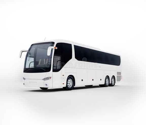 White Tour Bus on Plain Background Stock Illustration - Illustration of ...