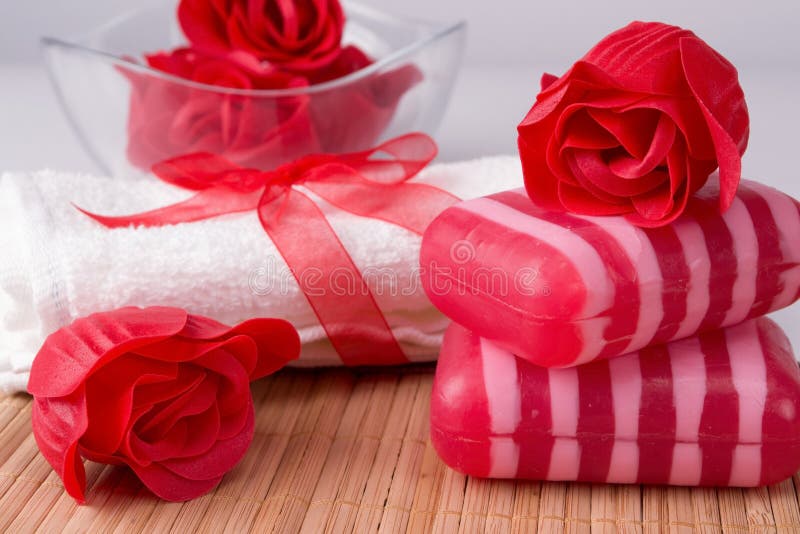 Towel and decorative soaps stock image. Image of health - 29794719