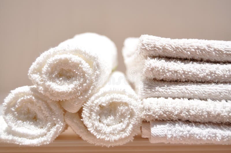 Stack of Rolled White Towels Stock Image - Image of pool, sweat: 4152141