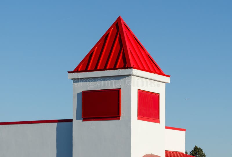 White tower with red roof stock image. Image of plane - 39454243