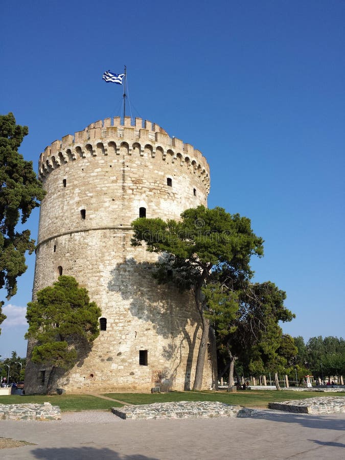 White Tower in Salonika - Greece Stock Image - Image of salonika, trees ...