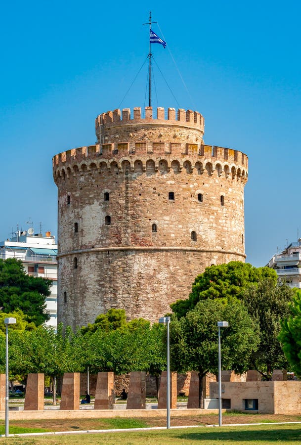 White Tower on Thessaloniki Embankment, Greece Stock Photo - Image of ...