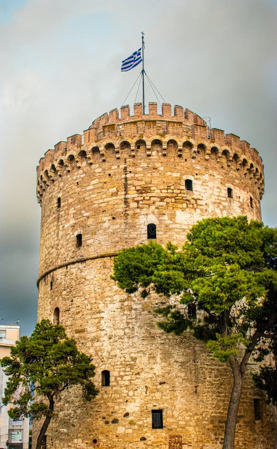 The white tower in Greece stock image. Image of fort, building - 7346121