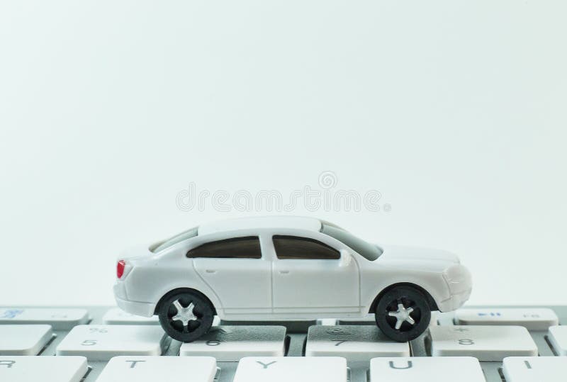 The White Toy Car on Keyboard Computer Close Up Image Background Stock ...