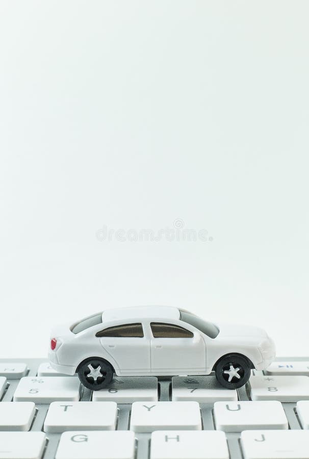 The White Toy Car on Keyboard Computer Close Up Image Background Stock ...