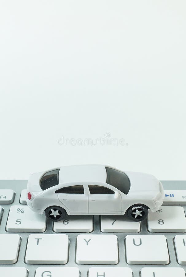 The White Toy Car on Keyboard Computer Close Up Image Background Stock ...