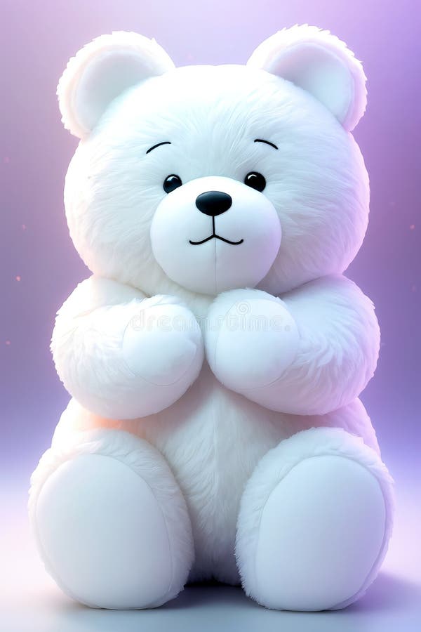 White Toy Fluffy Bear in Neon Light Stock Illustration - Illustration ...