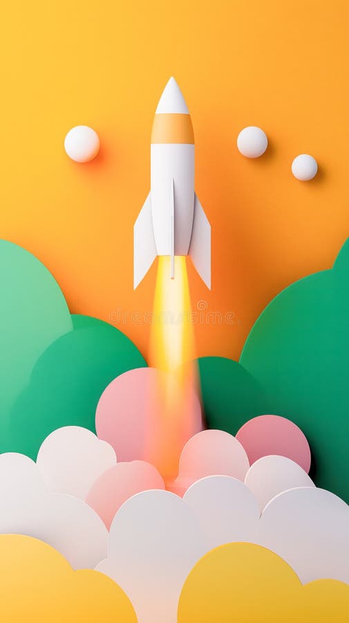 White Toy Rocket Lift Off Power Launch Flame Jet Engine Abstract Stock ...