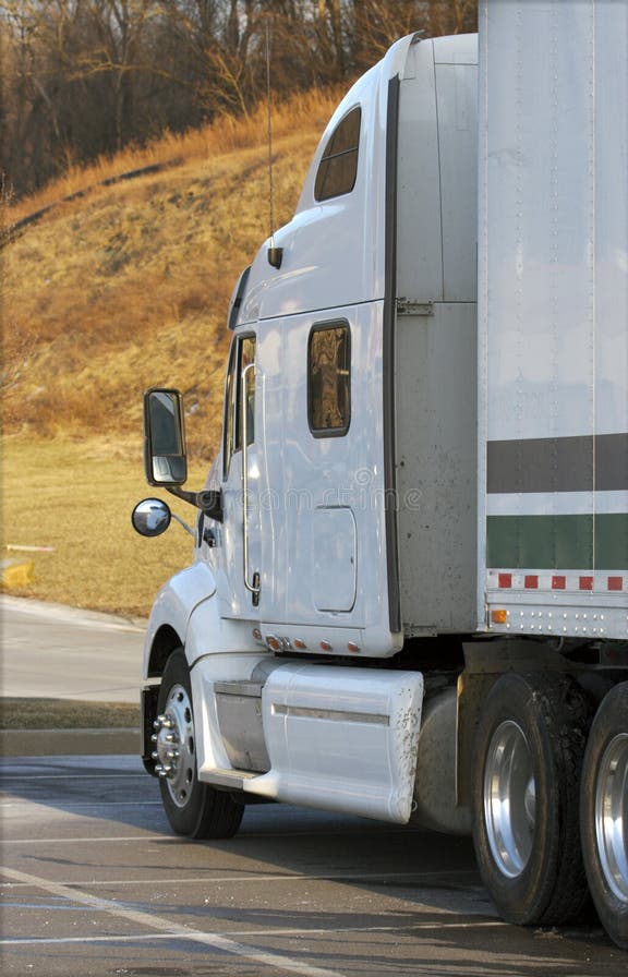 White Tractor Trailer stock photo. Image of diesel, load - 572640