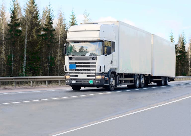 White Tractor Trailer Truck Stock Image - Image of delivery, load: 3937251