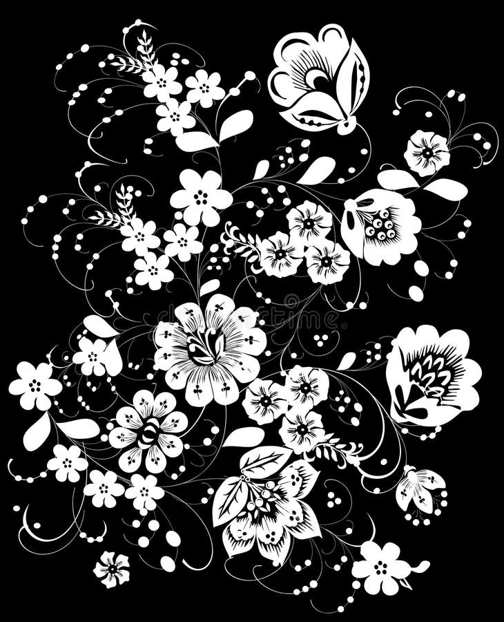 White Traditional Pattern with Flowers Stock Illustration ...