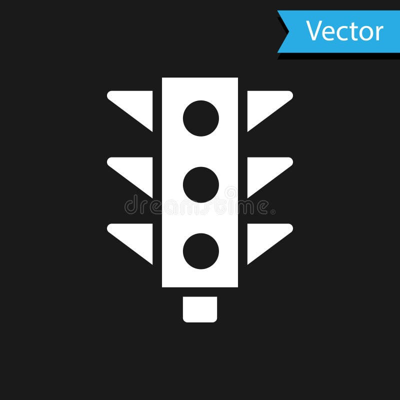 White Traffic Light Icon Isolated on Black Background. Vector Stock ...