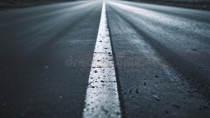 White Traffic Line Dividing an Empty Asphalt Road Surface Stock Image ...