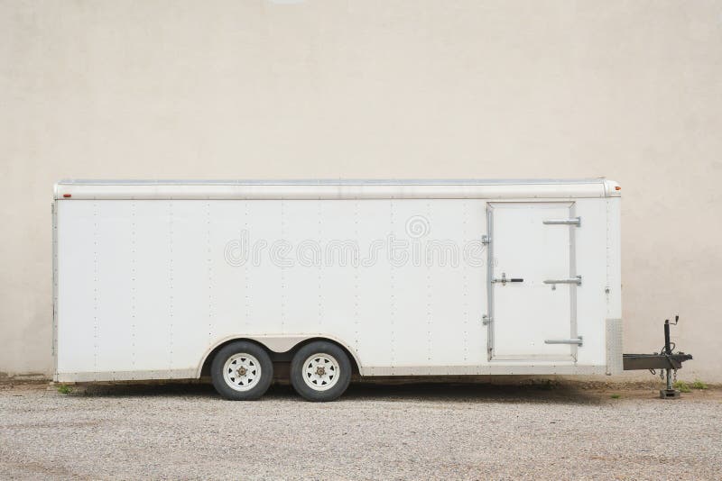 White Trailer in Profile, Copy Space Stock Photo - Image of delivering ...