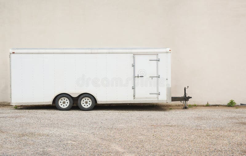 White Trailer in Profile, Copy Space Stock Photo - Image of large ...