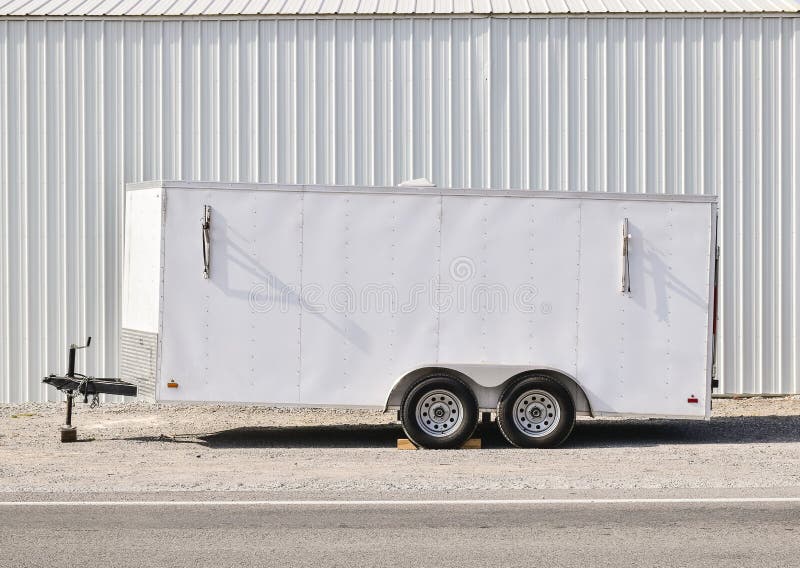White Trailer in Profile, Copy Space Stock Image - Image of land ...