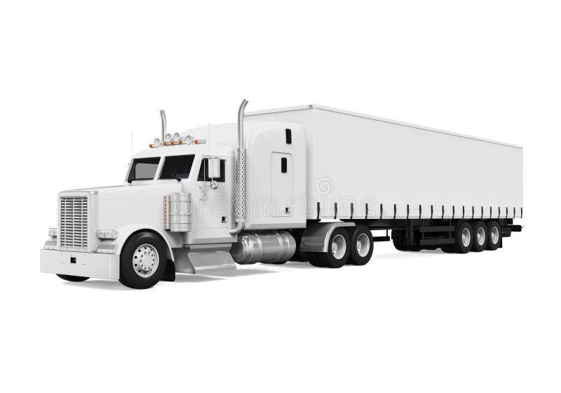 Red Trailer Truck Isolated on White Background Stock Image - Image of ...