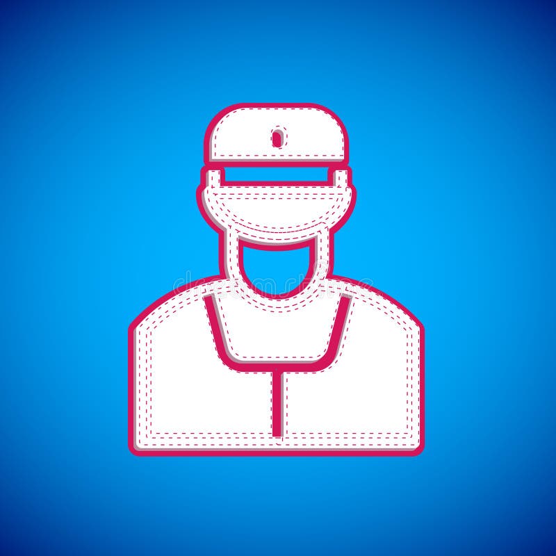 White Train Conductor Icon Isolated on Blue Background. Vector Stock ...