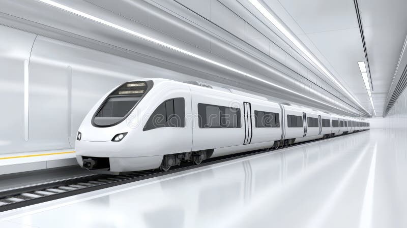 White Train Navigating a Dark Tunnel, Journey through Railway ...