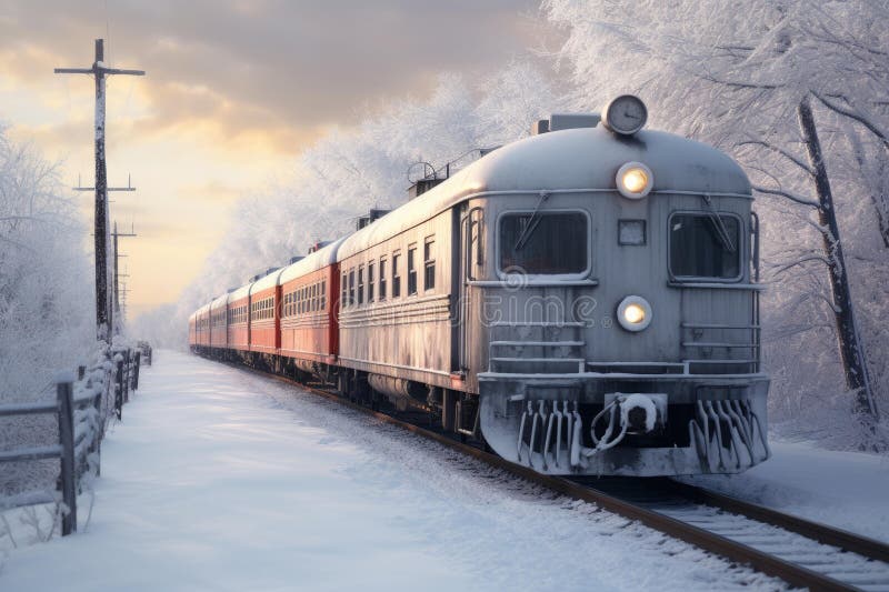 White Train Winter Snow. Generate Ai Stock Illustration - Illustration ...