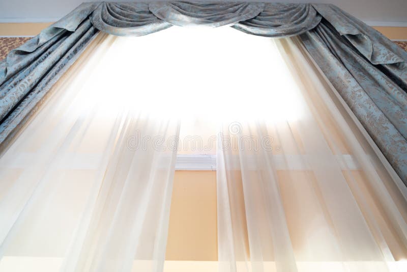 White Translucent Curtains at the Big High Gate Stock Photo - Image of ...