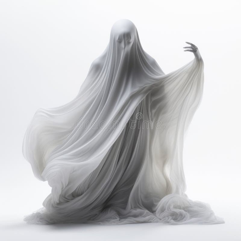 Intricate 3d Ghost Figure with Transparent Body on White Background ...