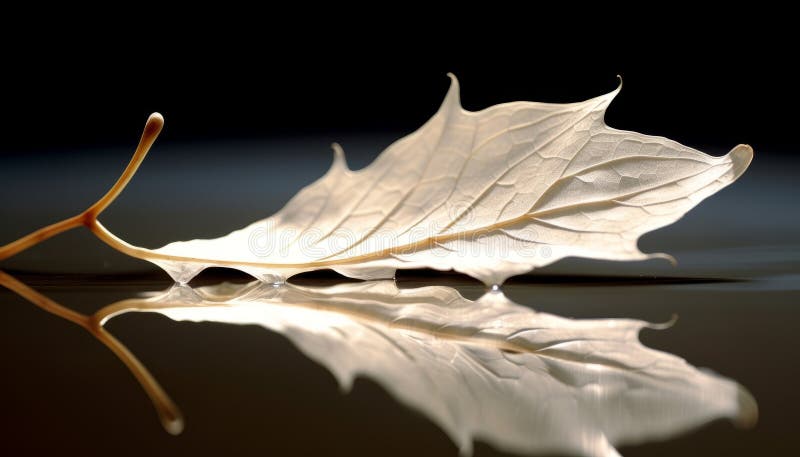 White Transparent Leaf on Mirror Surface Stock Illustration ...
