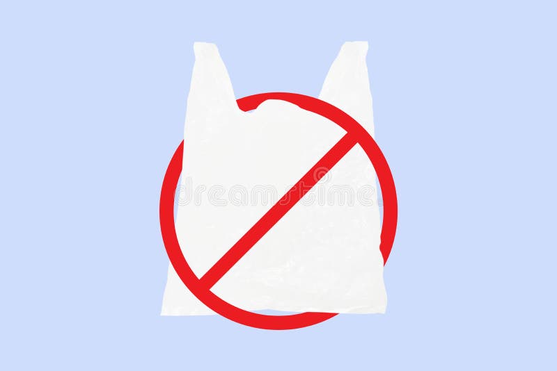 White Transparent Plastic Bag with Red Ban Sign with Clipping Path ...