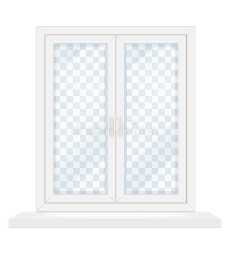 White Transparent Plastic Window with Window Sill Vector Illustration ...