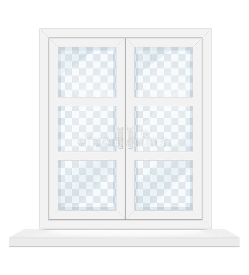 White Transparent Plastic Window with Window Sill Vector Illustration ...