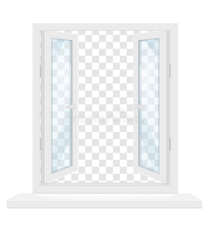 White Transparent Plastic Window with Window Sill Vector Illustration ...