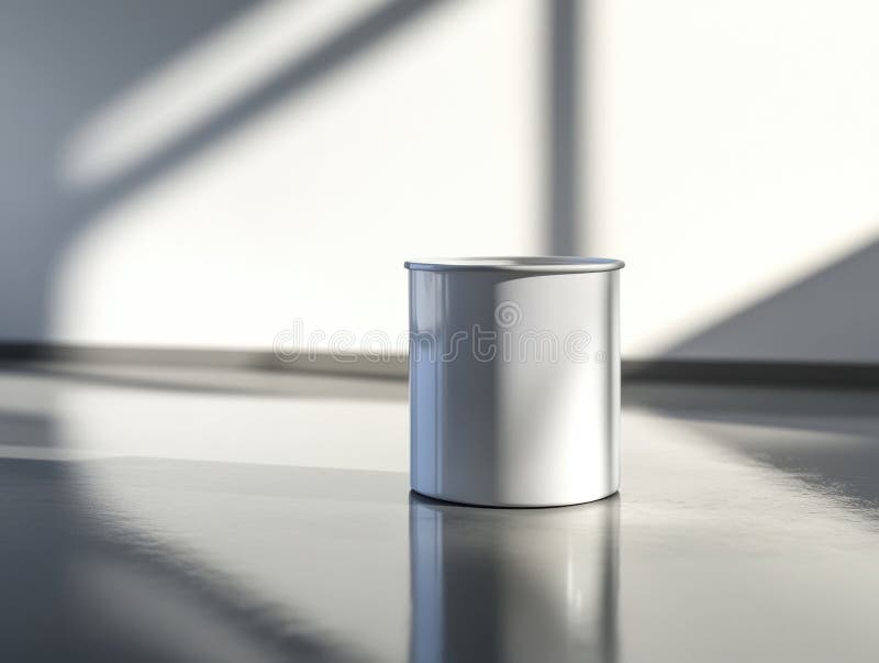 White Trash Can on Shiny Surface Stock Image - Image of container ...