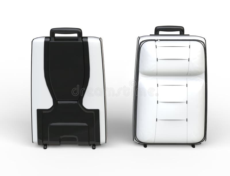 White Travel Baggage Suitcase - Front and Back View Stock Photo - Image ...