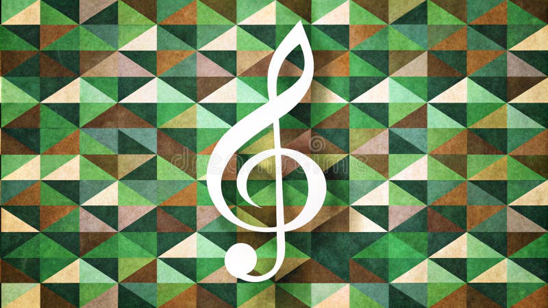 A White Treble Clef on a Green and Brown Geometric Background Stock ...