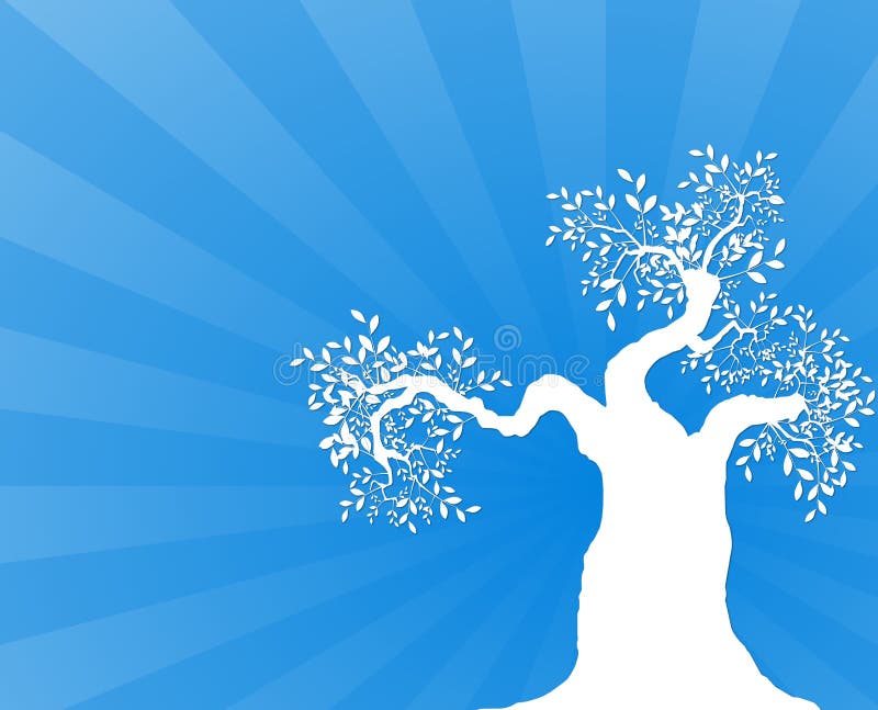 White Tree On Blue Background Stock Illustration - Illustration of ...