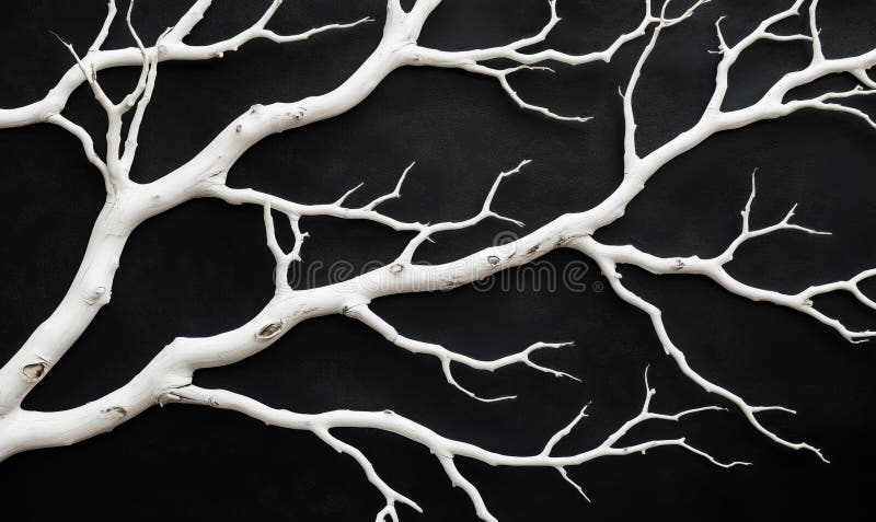 White Tree Branches Against Black Background Creating Striking Visual ...