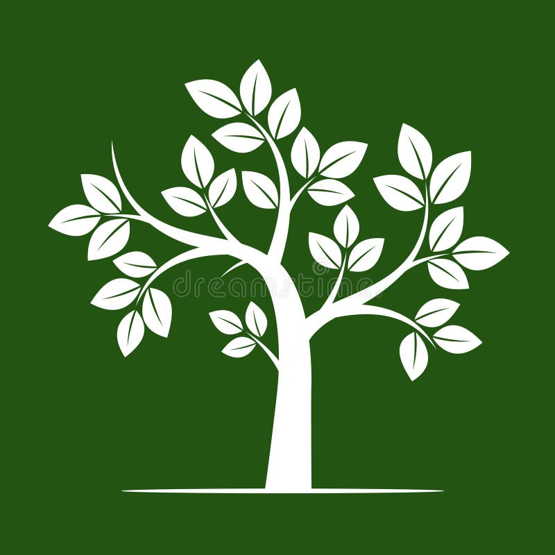 Shape of White Tree and Green Background. Vector Illustration Stock ...