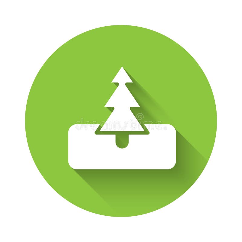 White Tree Icon Isolated with Long Shadow Background. Forest Symbol ...